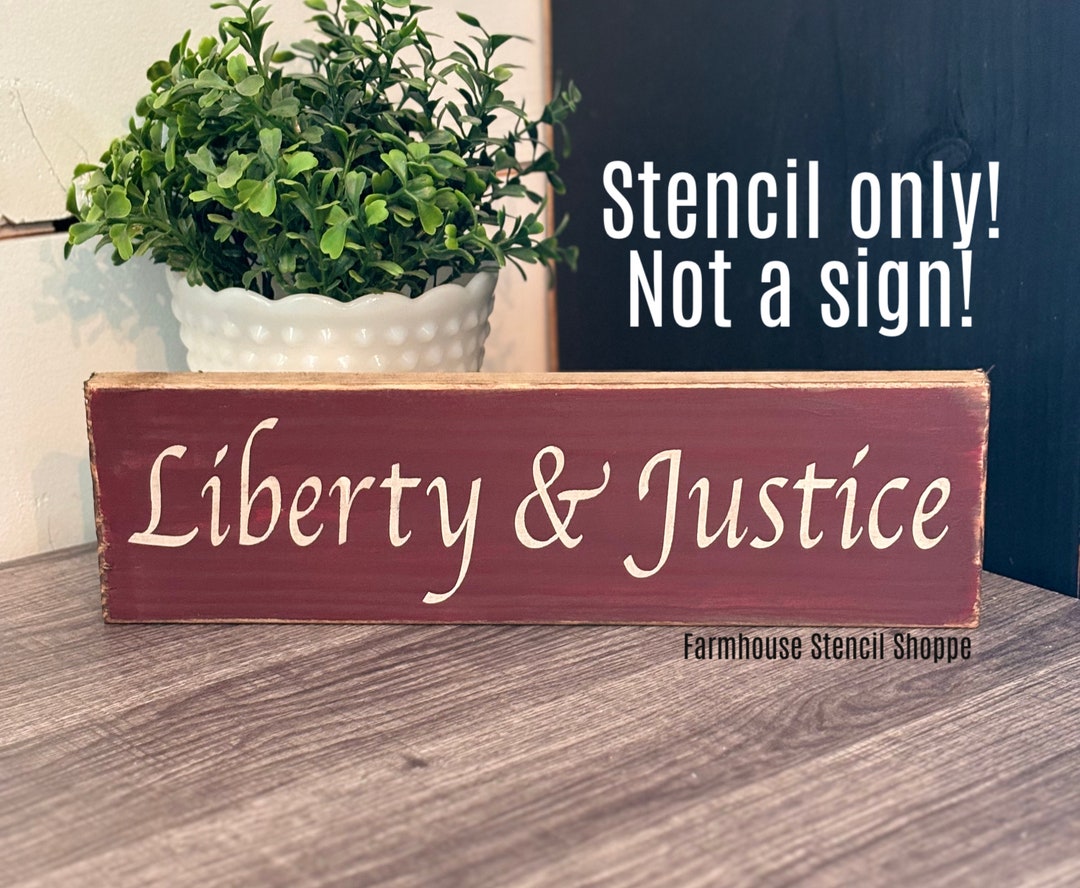 STENCIL - Liberty & Justice Stencil - 12"x3.5" - 5 Mil Reusable Stencil ...