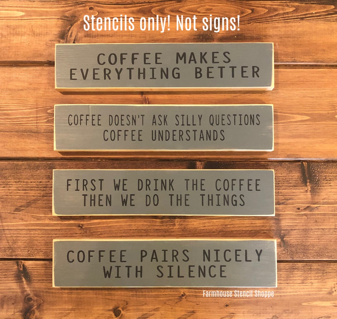 STENCIL SET - Coffee Shelf Sitter Stencil Set of 4 - 12"x2.5" - 5 Mil ...