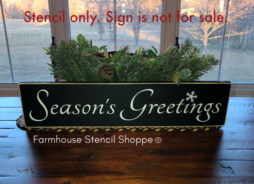 STENCIL, Season's Greetings, 24"x5", Reusable Stencil, Christmas ...
