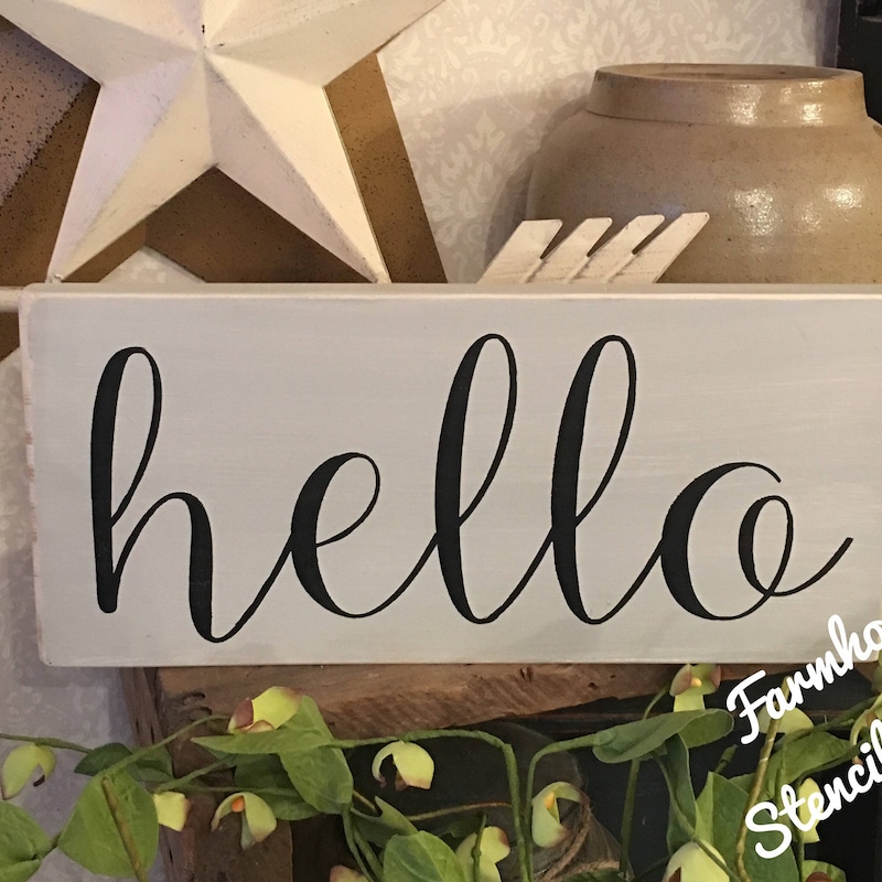 Hello Stencil - Etsy