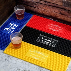 Bar Mat, Personalized Bar Mat for Home Bar Coffee Bartender Mat, Custom ...