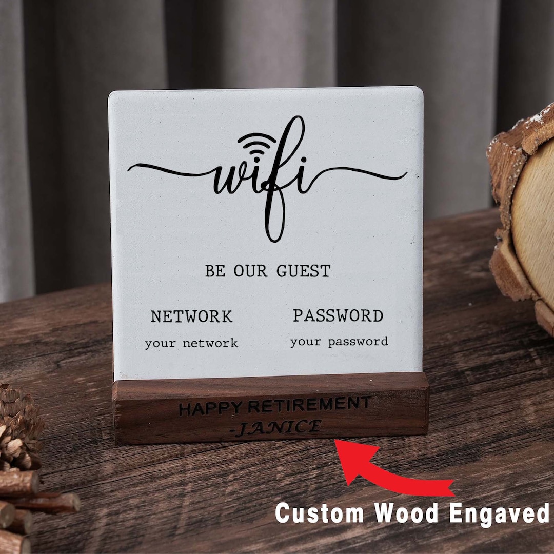 Custom Wifi Network Sign, Personalized Wifi Password Sign, Wood Base ...