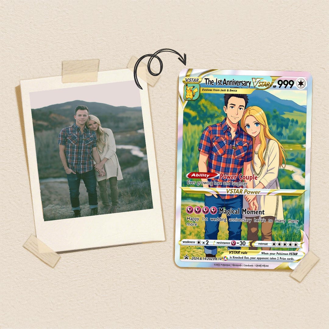 Custom Poke Anniversary Card, Personalized Poke Card for Couple ...
