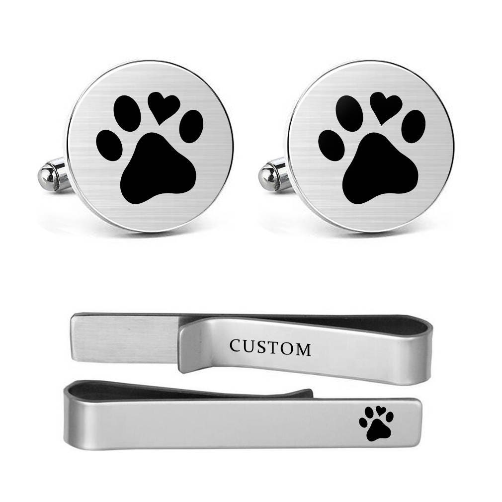 Cufflinks Engraved Dog Paw Animal Cuff links Pet Dog Lover Cat | Etsy