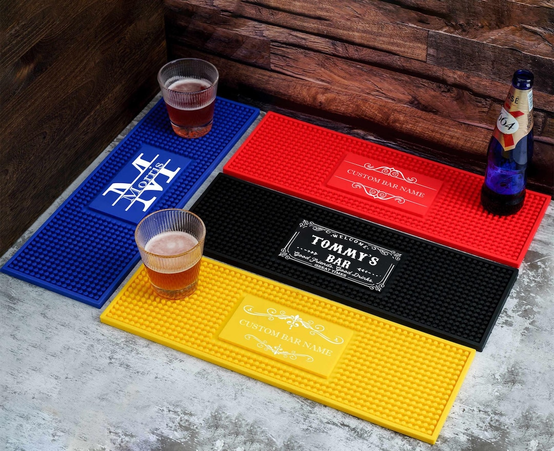 Bar Mat, Personalized Bar Mat for Home Bar Coffee Bartender Mat, Custom ...