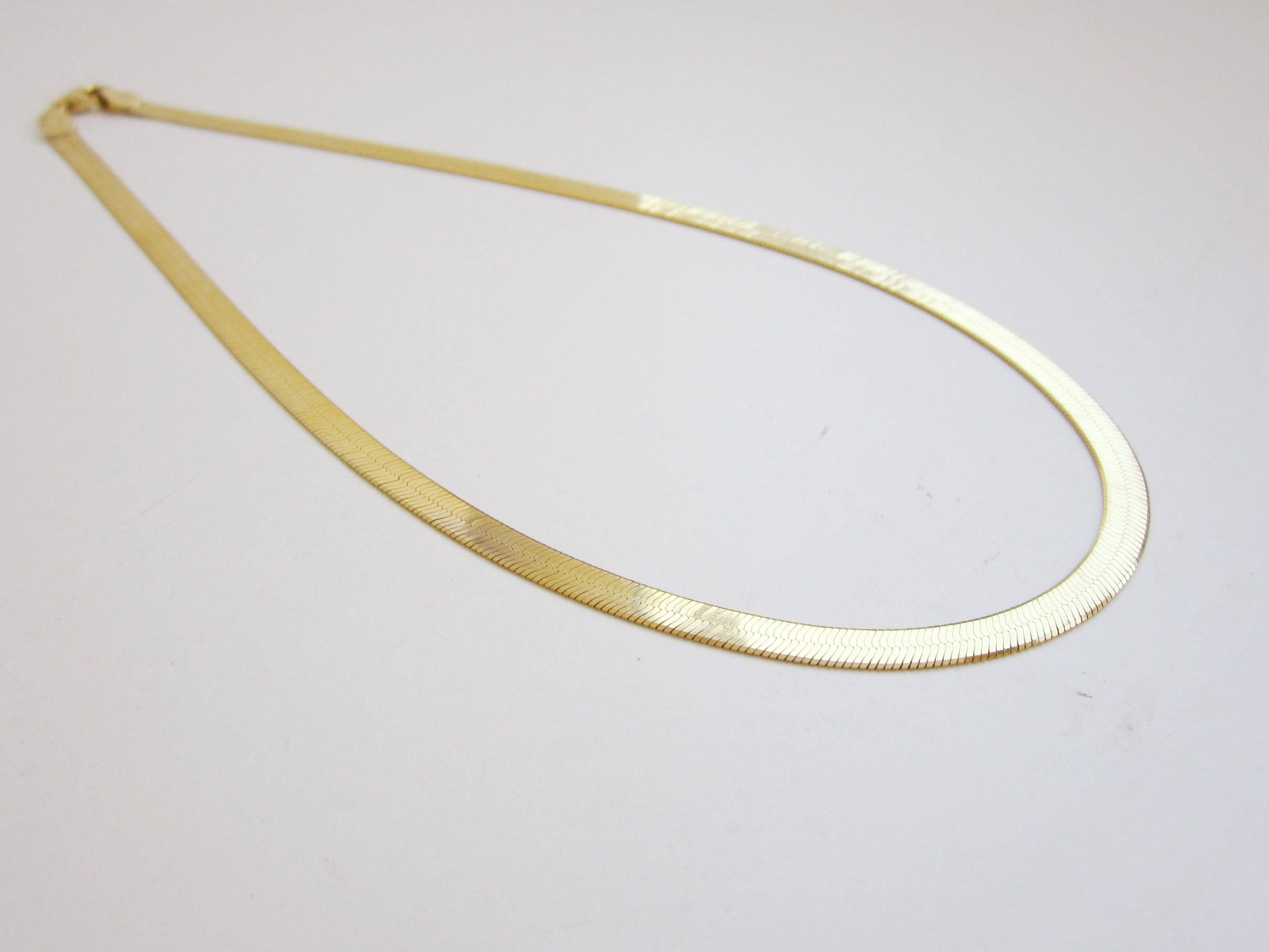 Silver Flat Necklace Gold Plated Flat Necklace Minimal | Etsy