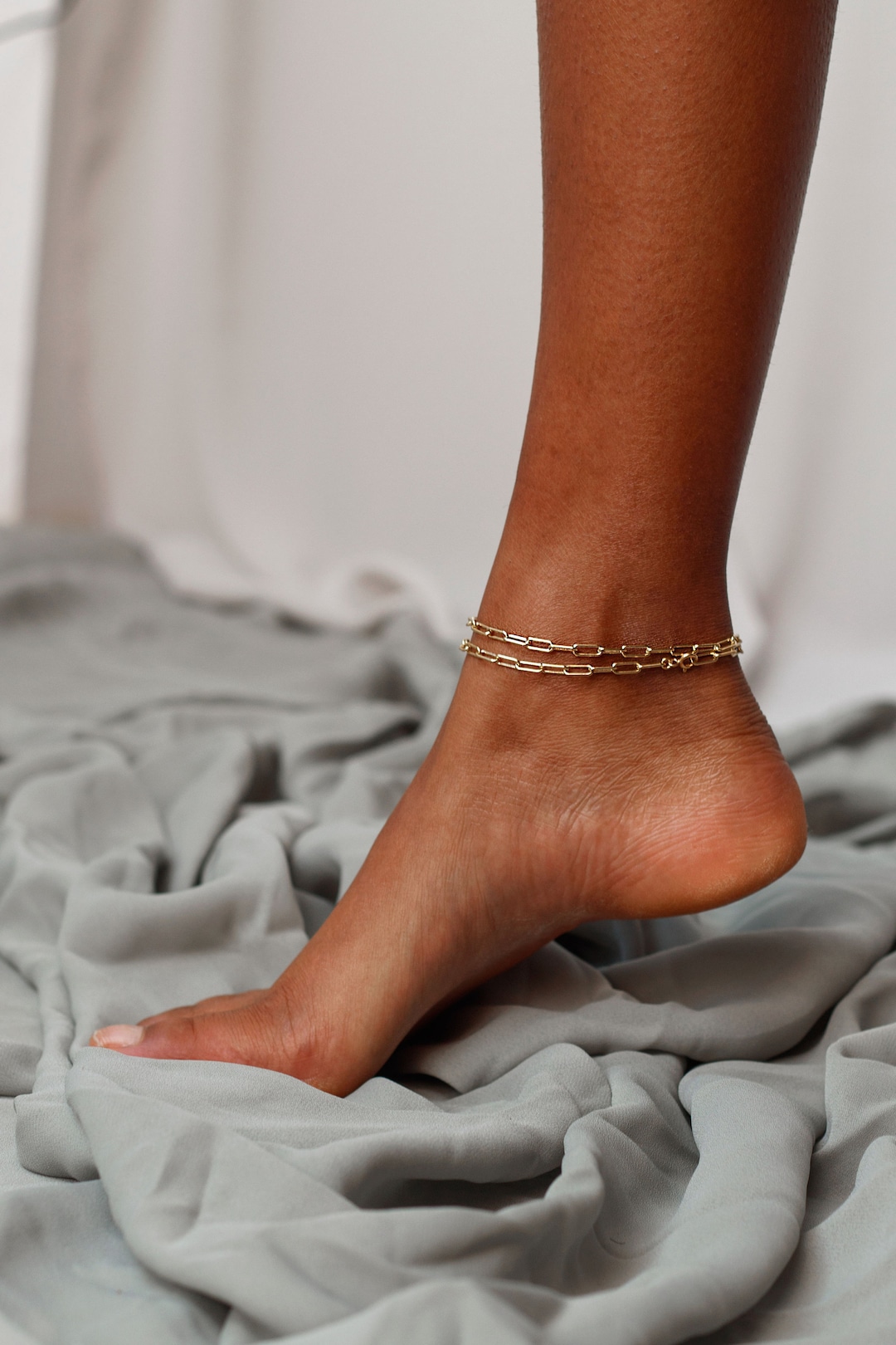 Paper Clip Anklet - Link Chain Anklet - Gold Chain Anklet - Sterling ...