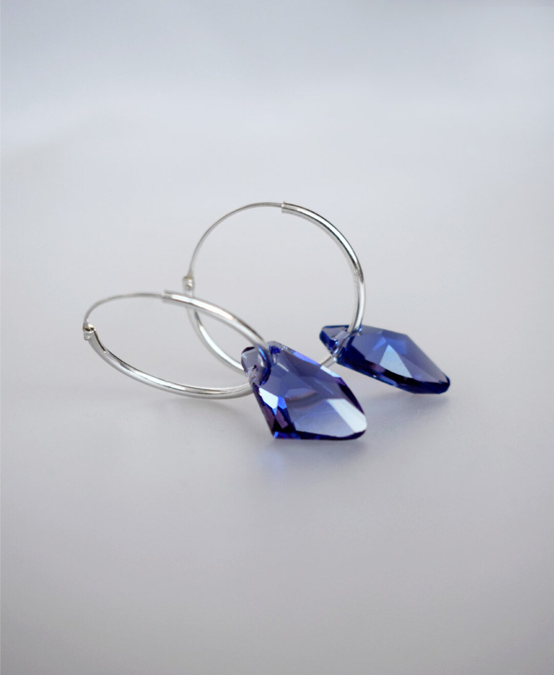 Silver Hoop Earrings - Swarovski Earrings - Hoops With Swarovski Charm ...