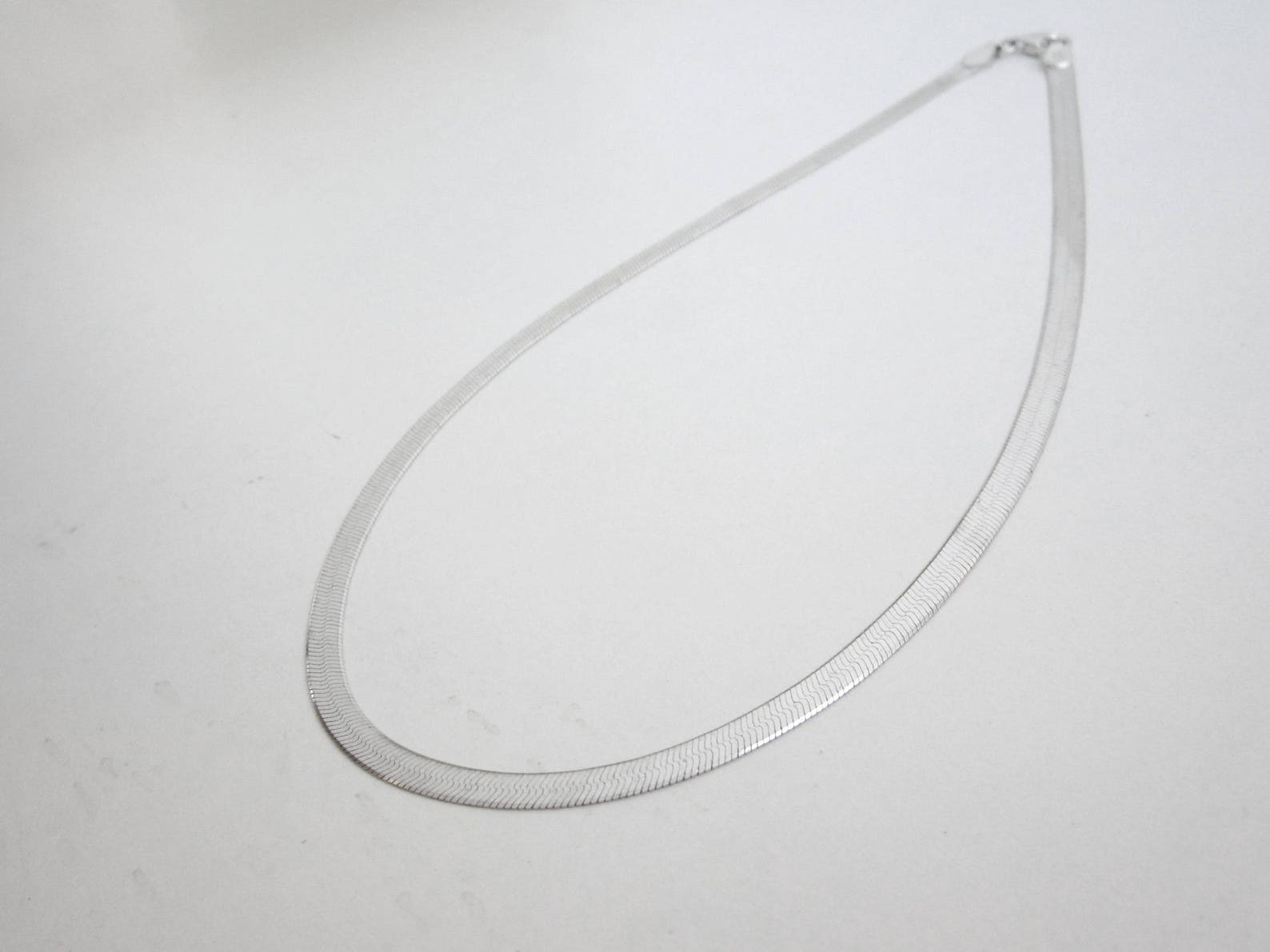 Silver Flat Necklace Gold Plated Flat Necklace Minimal | Etsy