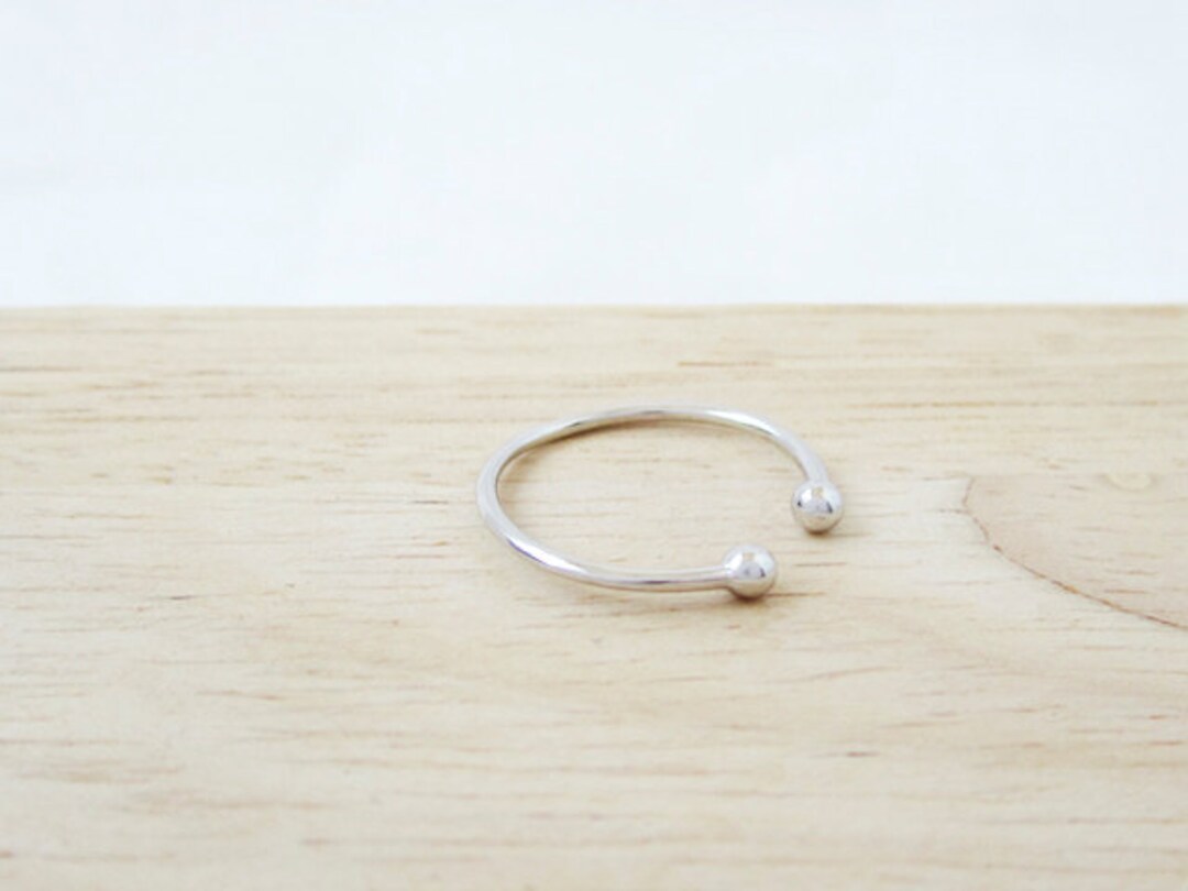 Silver Ball Adjustable Ring - Silver Open Ring - Double Ball Ring ...
