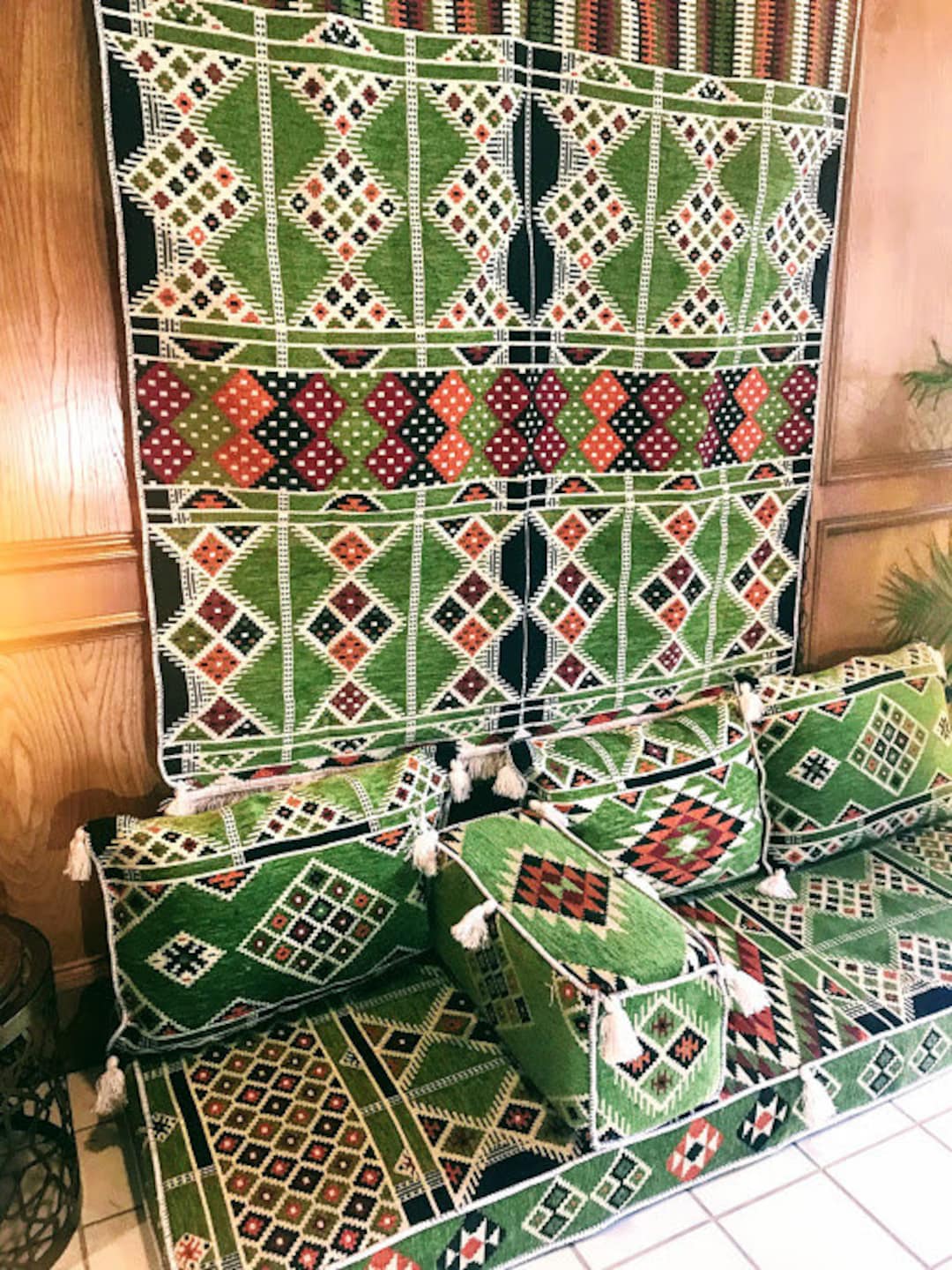 Arabesque Kiwi Green Arabic Diwan Majlis Jalsa Floor Seating Sofa 2 ...