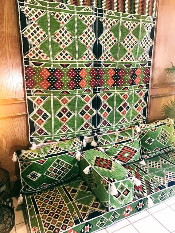 Arabesque Kiwi Green Arabic Diwan Majlis Jalsa Floor Seating - Etsy
