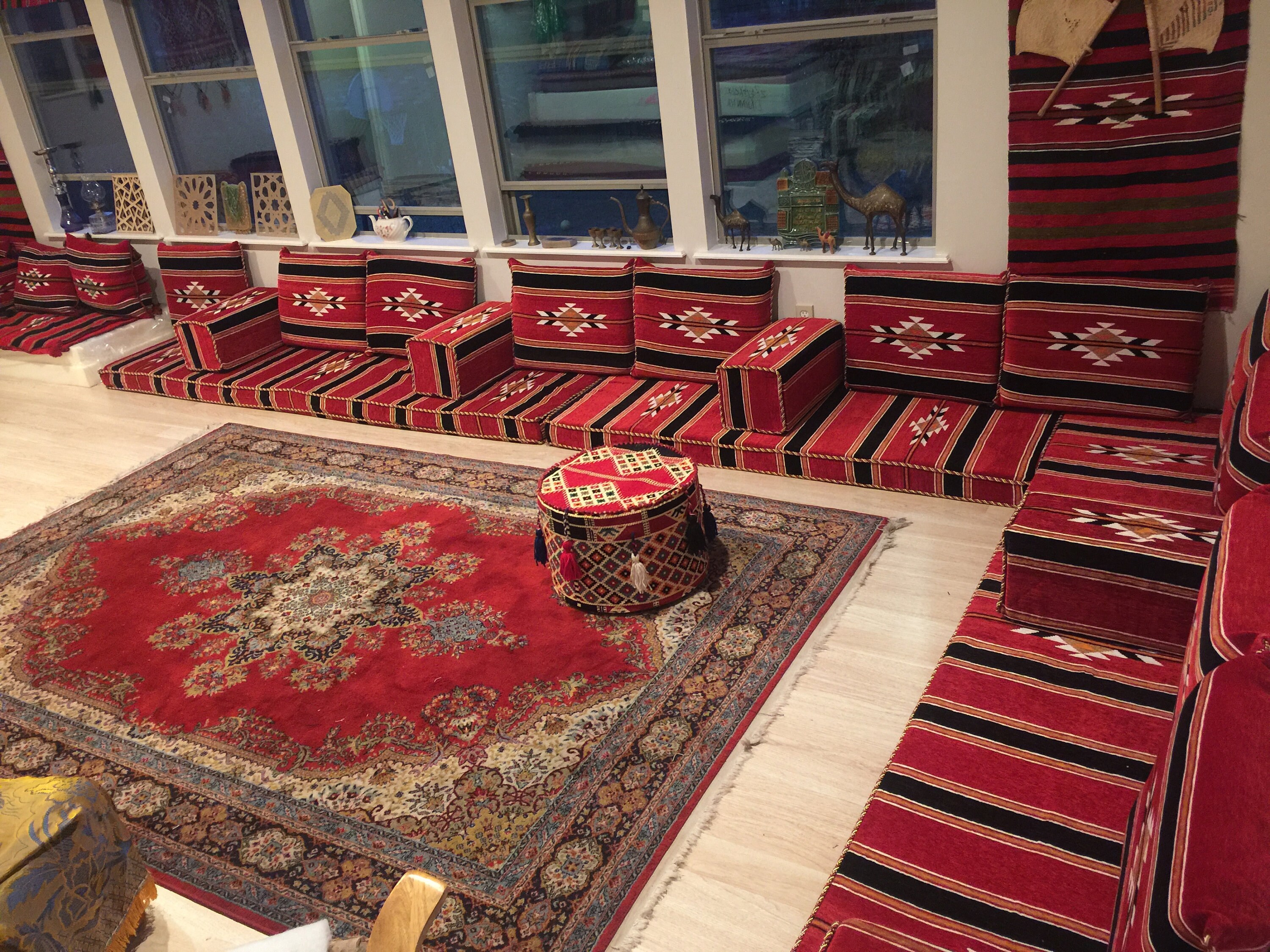 2m. Traditional Red Arabic Diwan Majlis Floor Seating Jalsa Set ديوان ...
