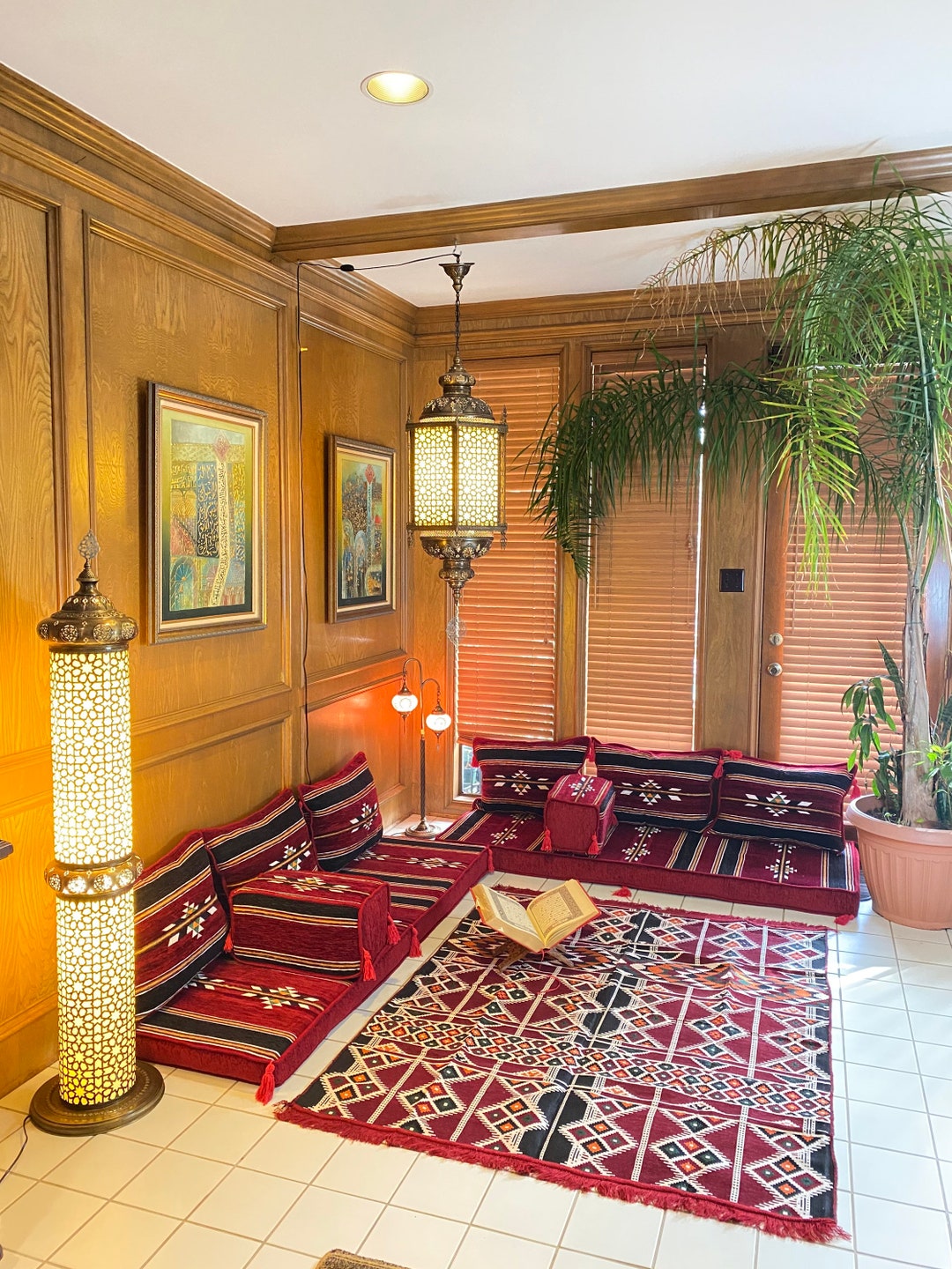 2m. Traditional Maroon Arabic Diwan Majlis Floor Seating Jalsa - Etsy