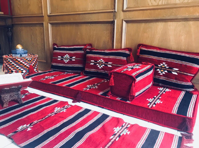 2m. Traditional Red Arabic Diwan Majlis Floor Seating Jalsa | Etsy