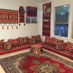 3m Kilim Red Orange Tulip Arabic Majlis Jalsa Set Floor - Etsy