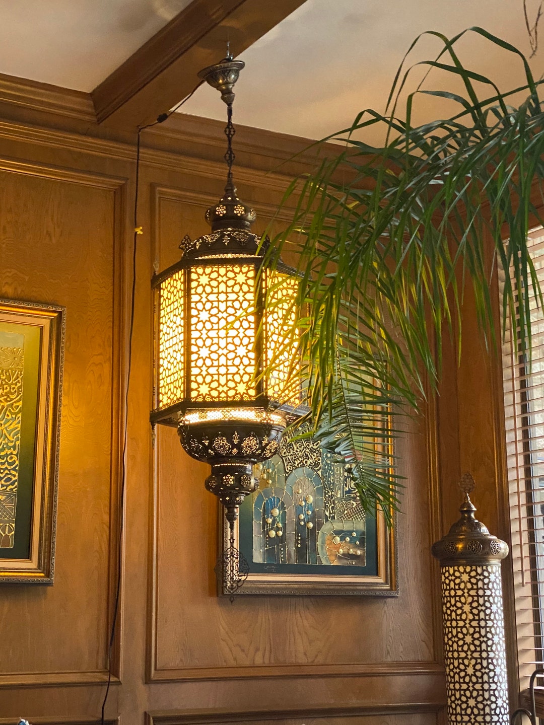 Hanging Lantern Lamp LED Moroccan Turkish Light Fixture large - Etsy