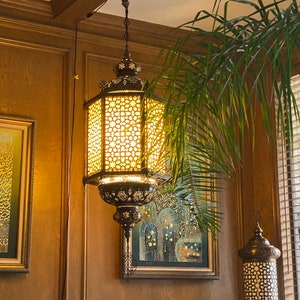 Hanging Lantern Lamp LED Moroccan Turkish Light Fixture large - Etsy