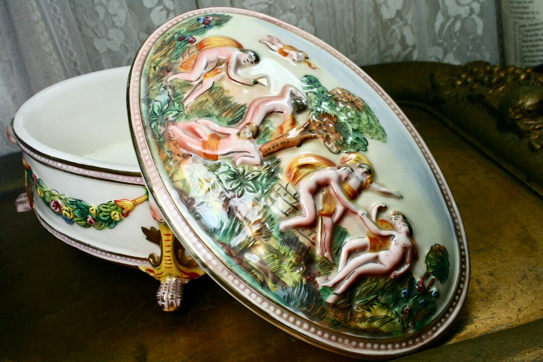 Vintage Italian Capodimonte Ardalt Oval Box, Keepsake Trinket Box ...