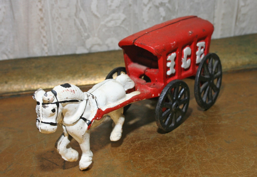 Rare Antique Cast Iron Horse and Wagon Toy Working Antique - Etsy