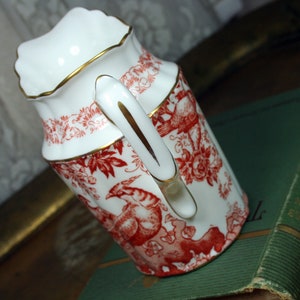 Vintage Royal Crown Derby Pitcher Creamer, English Bone China Red Aves ...