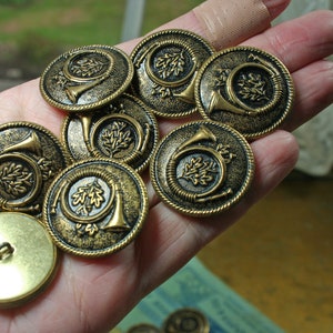 Vintage Brass Buttons, Antique Gold Bugle Buttons, Large Gold Buttons ...