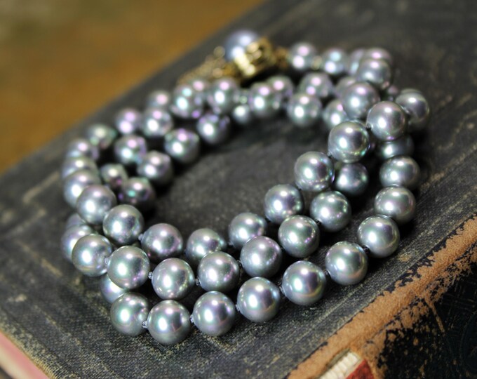 Vintage Gray Majorca Pearl Necklace, Made in Spain, 925 Sterling Silver ...