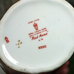 Vintage Royal Crown Derby Pitcher Creamer, English Bone China Red Aves ...