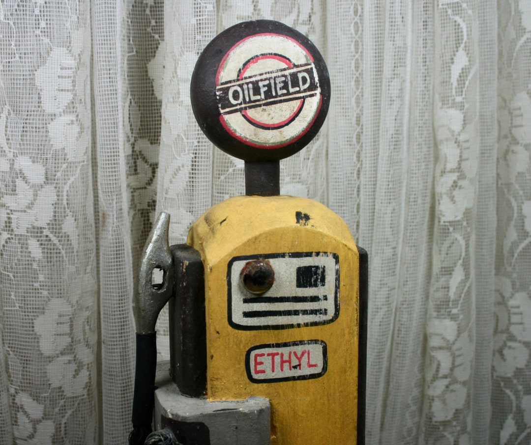 Vintage Wood Folk Art Gas Pump Oilfield Ethyl Handmade - Etsy