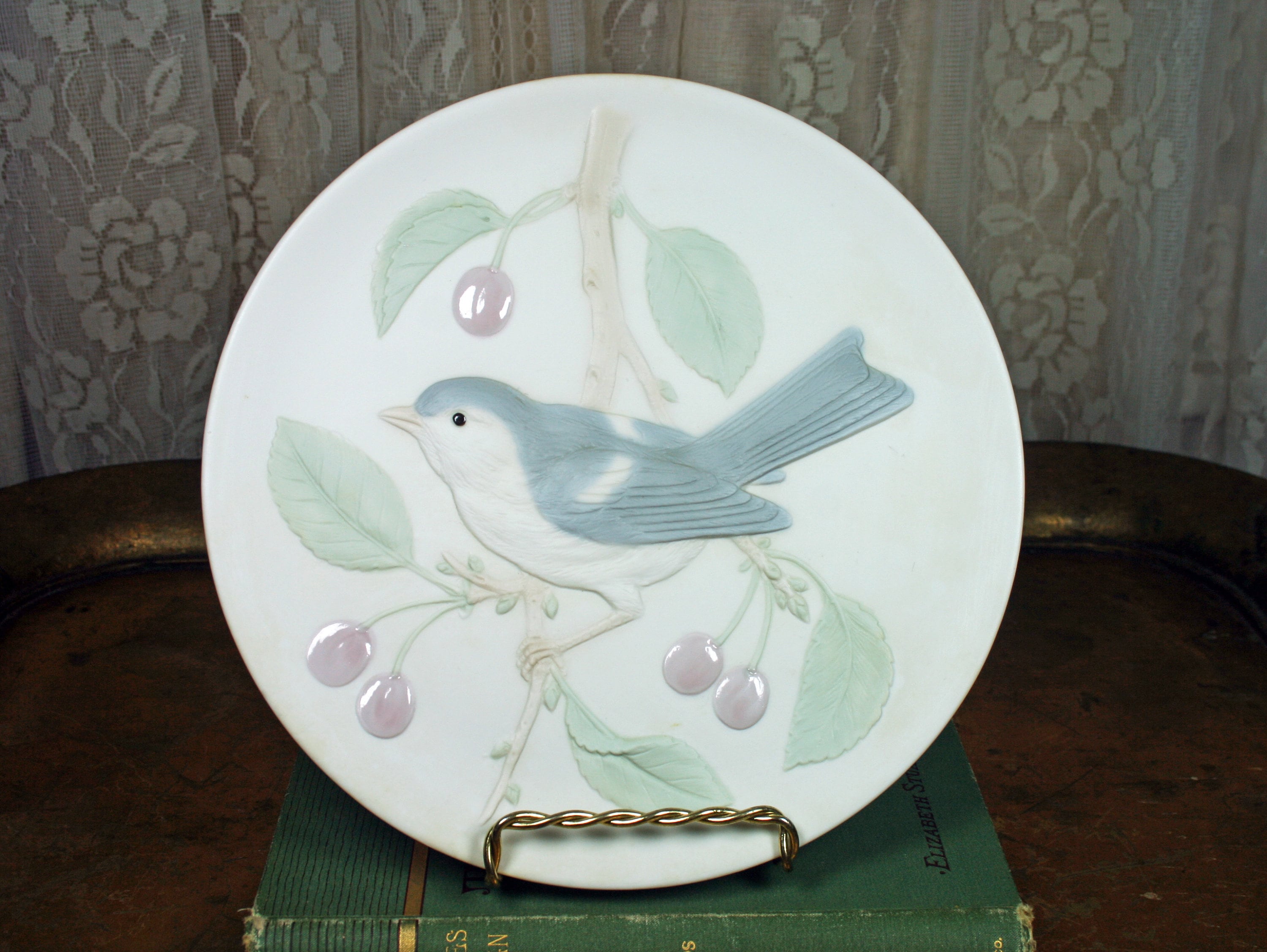 Vintage Japan Porcelain Bisque Plate Bluebird Plate Crowning | Etsy