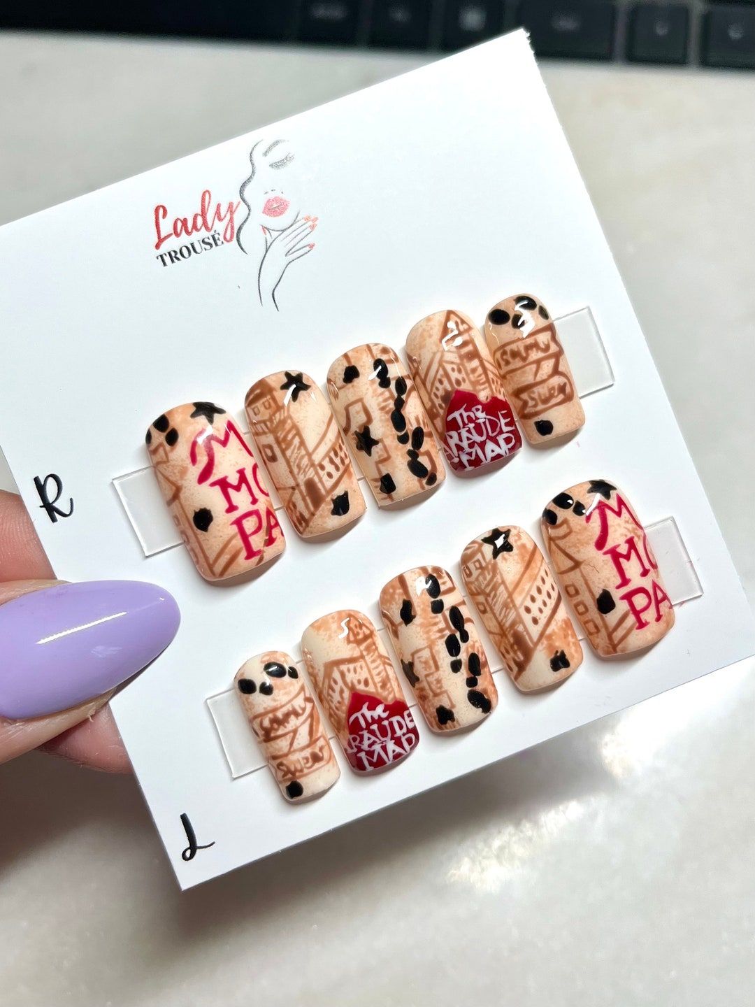 Wizard Map Press on Nails, Magical Nails, Hand Painted Map Nails ...