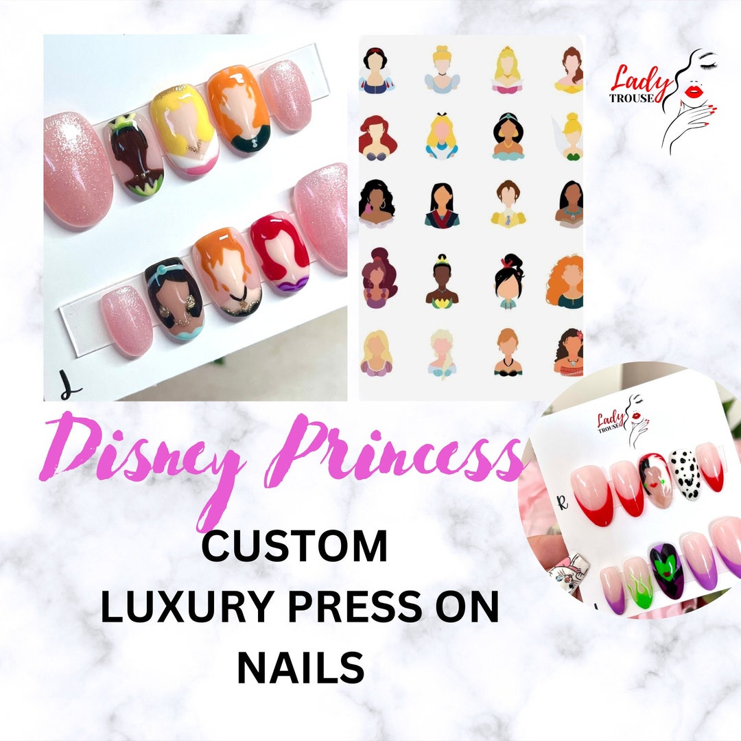 Disney Princess Tips Stick on Nails, Disney Nails, Disney Press on ...