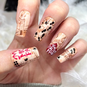 Wizard Map Press on Nails, Magical Nails, Hand Painted Map Nails ...