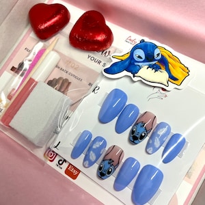 Disney Stitch Stick on Nails, Disney Nails, Disney Press on Nails, Lilo ...