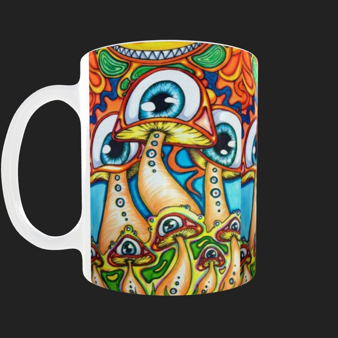 Mushroom Mug Magic Mushroom Mug Psychedelic Art Mug Trippy - Etsy