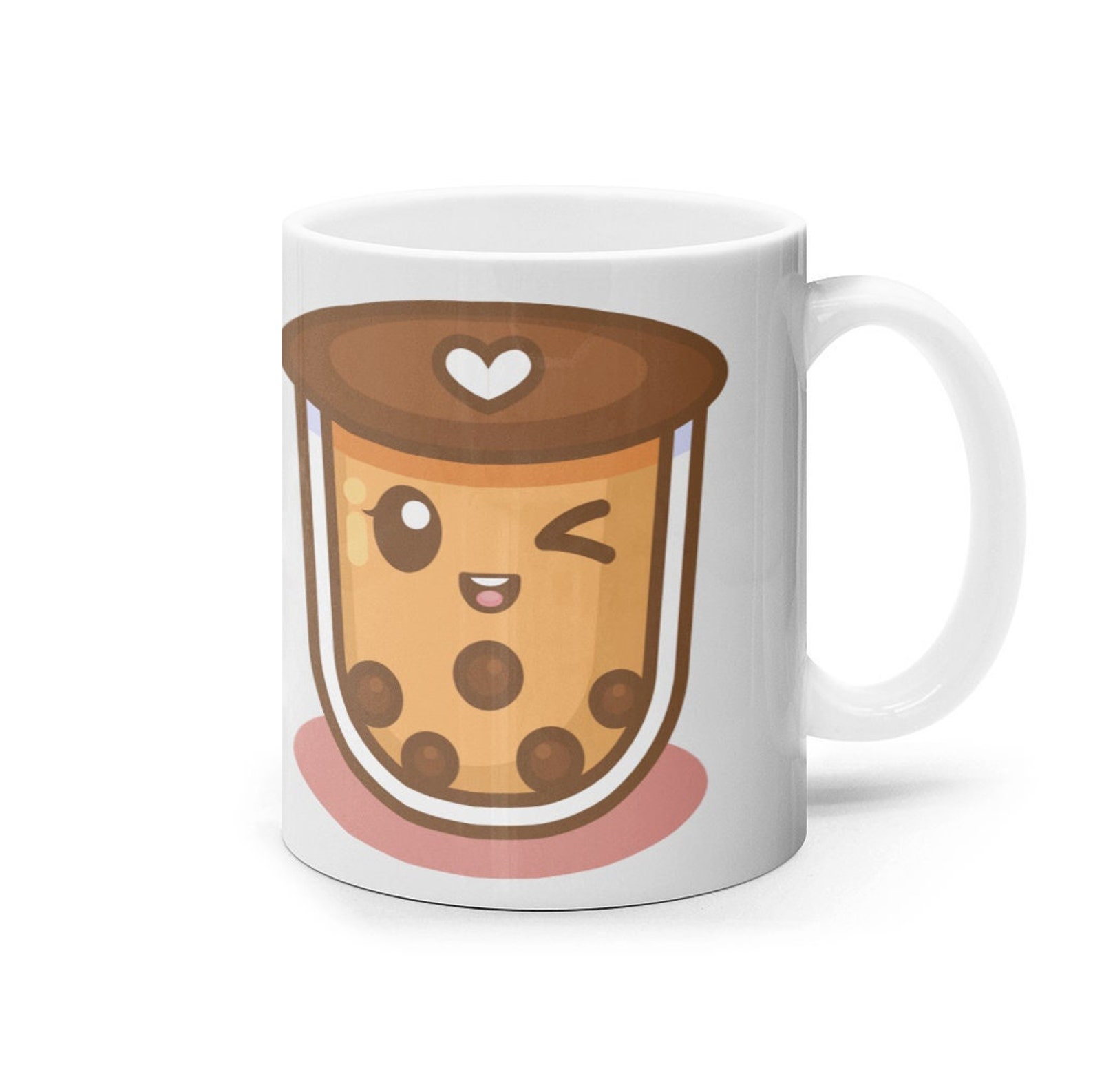 Kawaii Bubble Tea Mug: Boba Drinks, Smiley Faces - Etsy