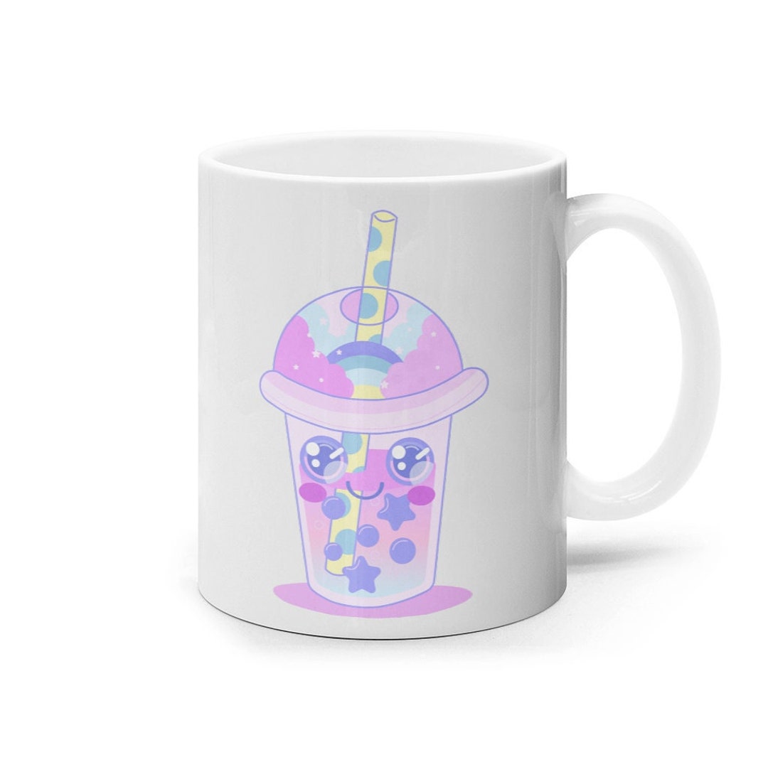 Kawaii Bubble Tea Mug Clipart Boba - Drinks Cup Smiley Faces Cute Mug ...