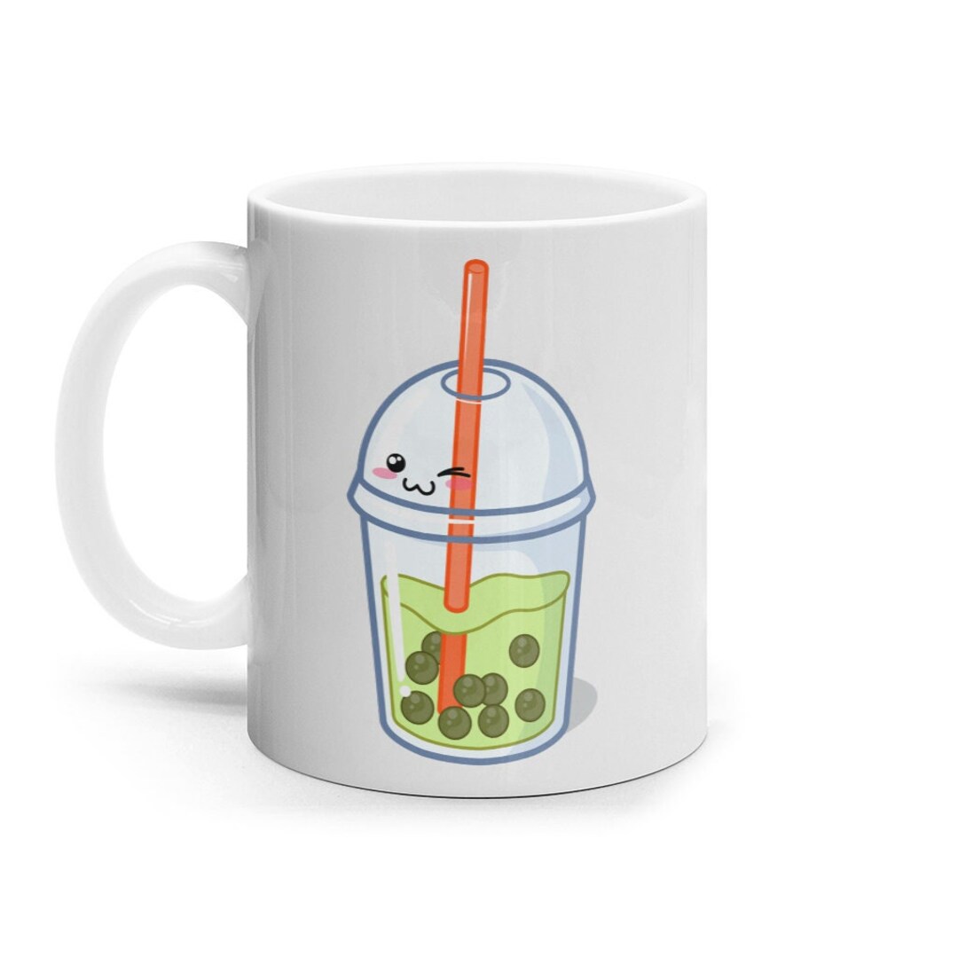 Kawaii Bubble Tea Mug: Boba Drinks Cup, Smiley Faces - Etsy