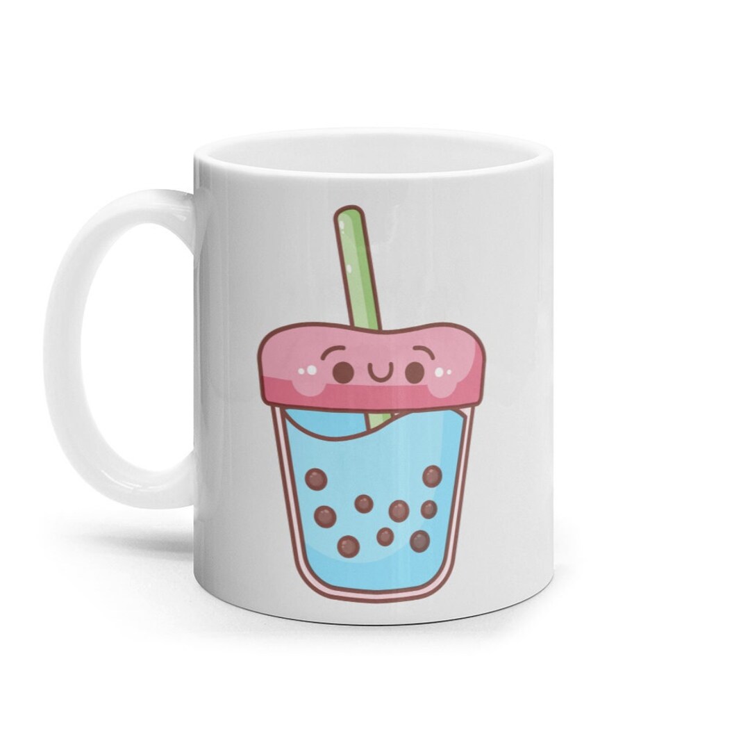 Kawaii Bubble Tea Mug Clipart Boba - Drinks Cup Smiley Faces Cute Mug ...