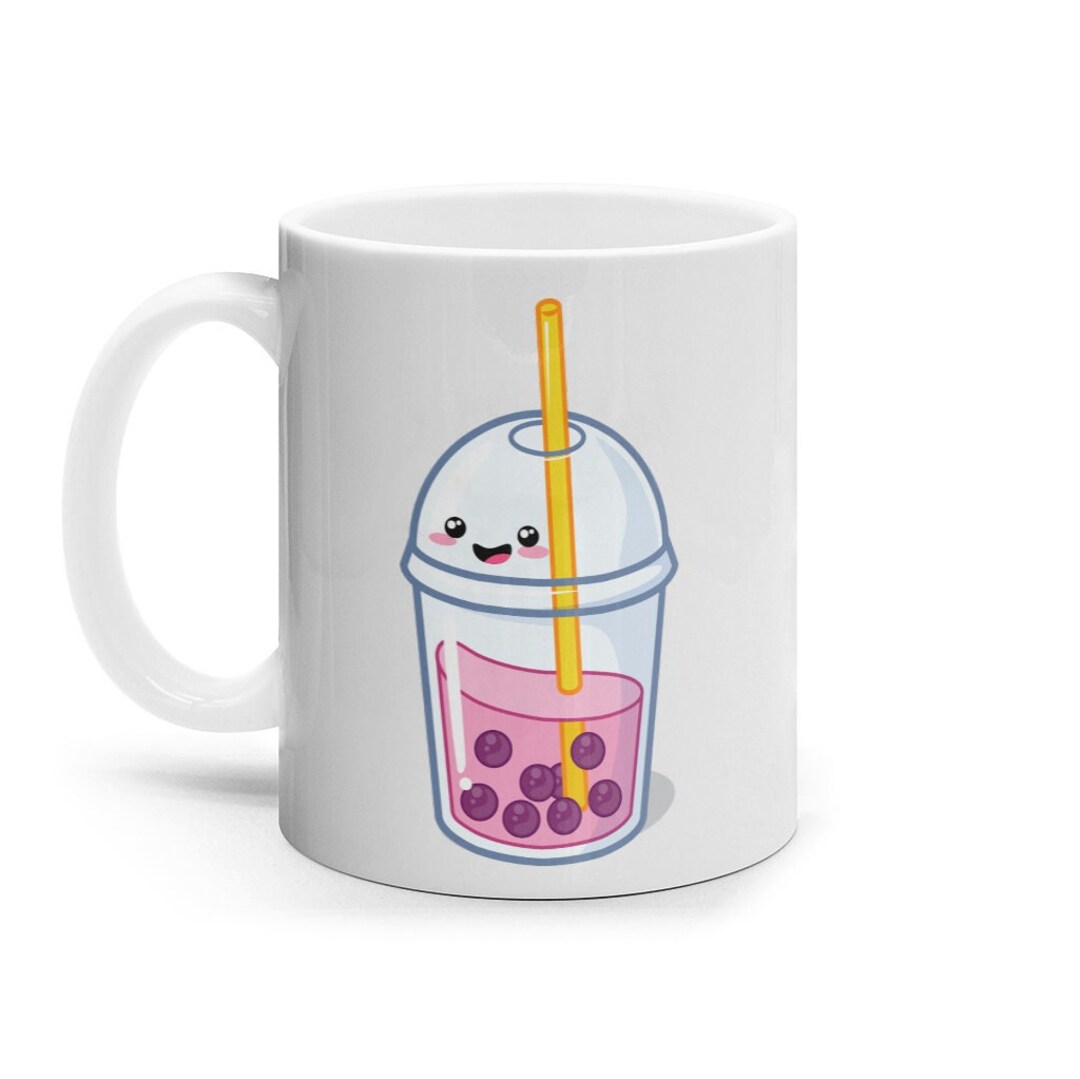 Kawaii Bubble Tea Mug: Boba Drinks Cup, Smiley Faces - Etsy