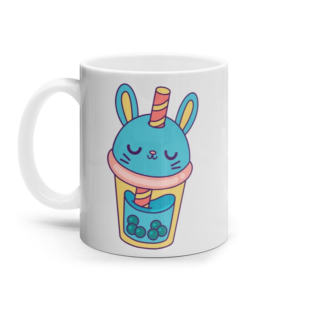 Kawaii Bubble Tea Mug Clipart Boba Drinks Cup Smiley Faces Cute Mug ...