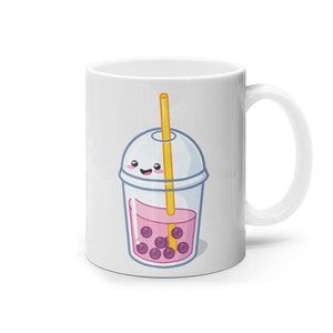Kawaii Bubble Tea Mug: Boba Drinks Cup, Smiley Faces - Etsy