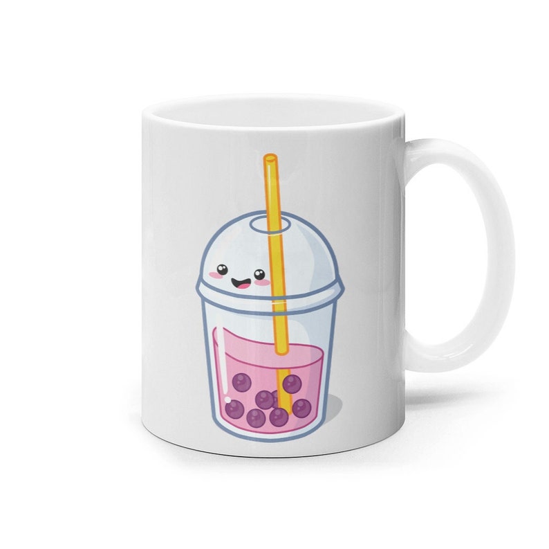 Kawaii Bubble Tea Mug: Boba Drinks Cup, Smiley Faces - Etsy