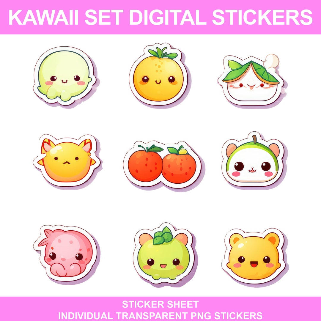 Kawaii Sticker Sheets, Kawaii Digital Planner Stickers , Cute Emoji ...