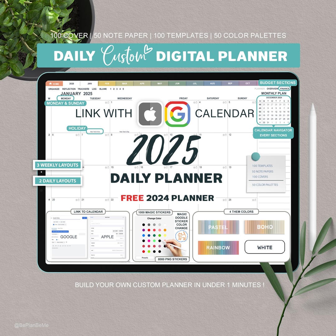 2025 Digital Planner, Goodnotes Planner, Hyperlinked Planner, Daily ...