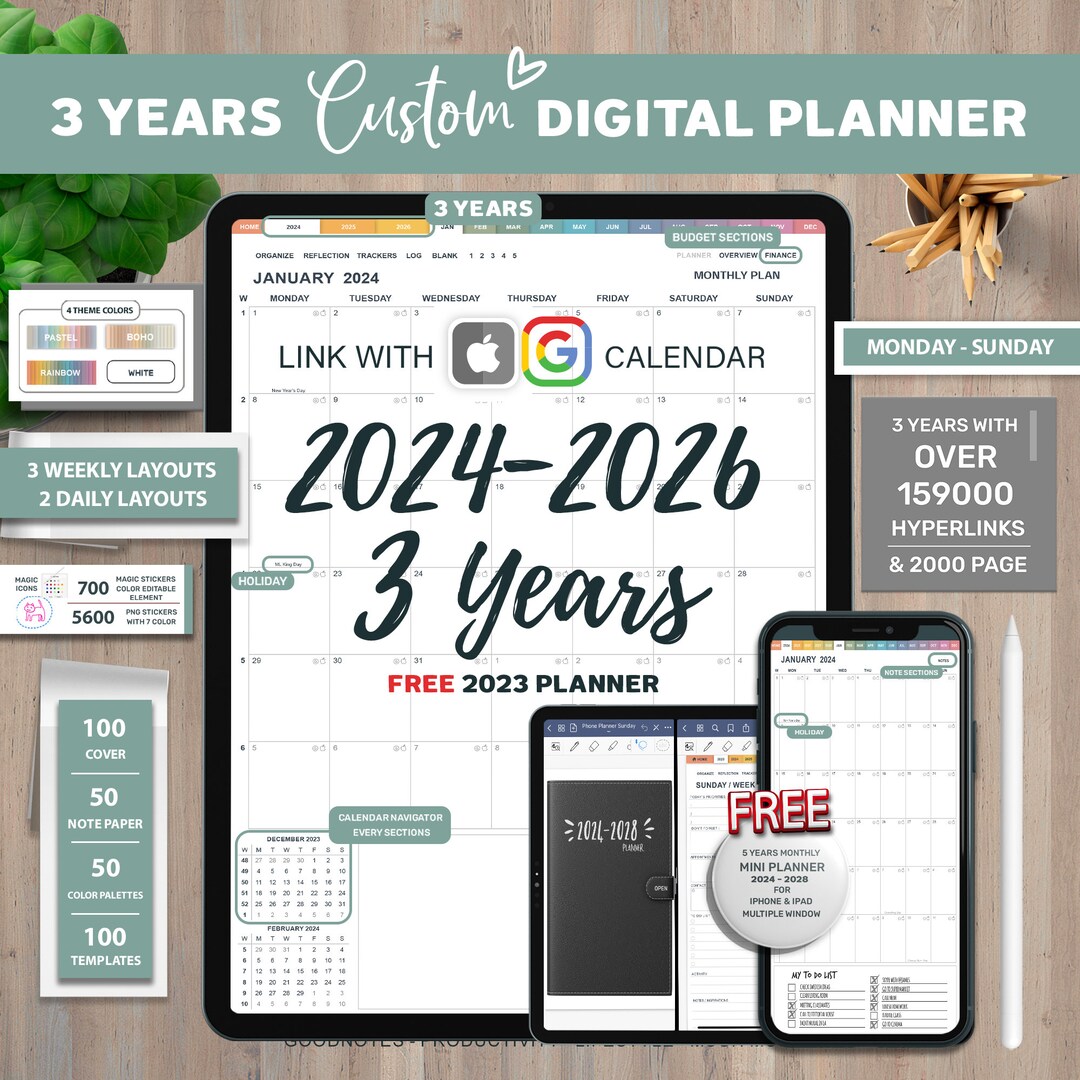 Digital Planner, Goodnotes Planner, Portrait Digital Planner, 2024 2025 ...