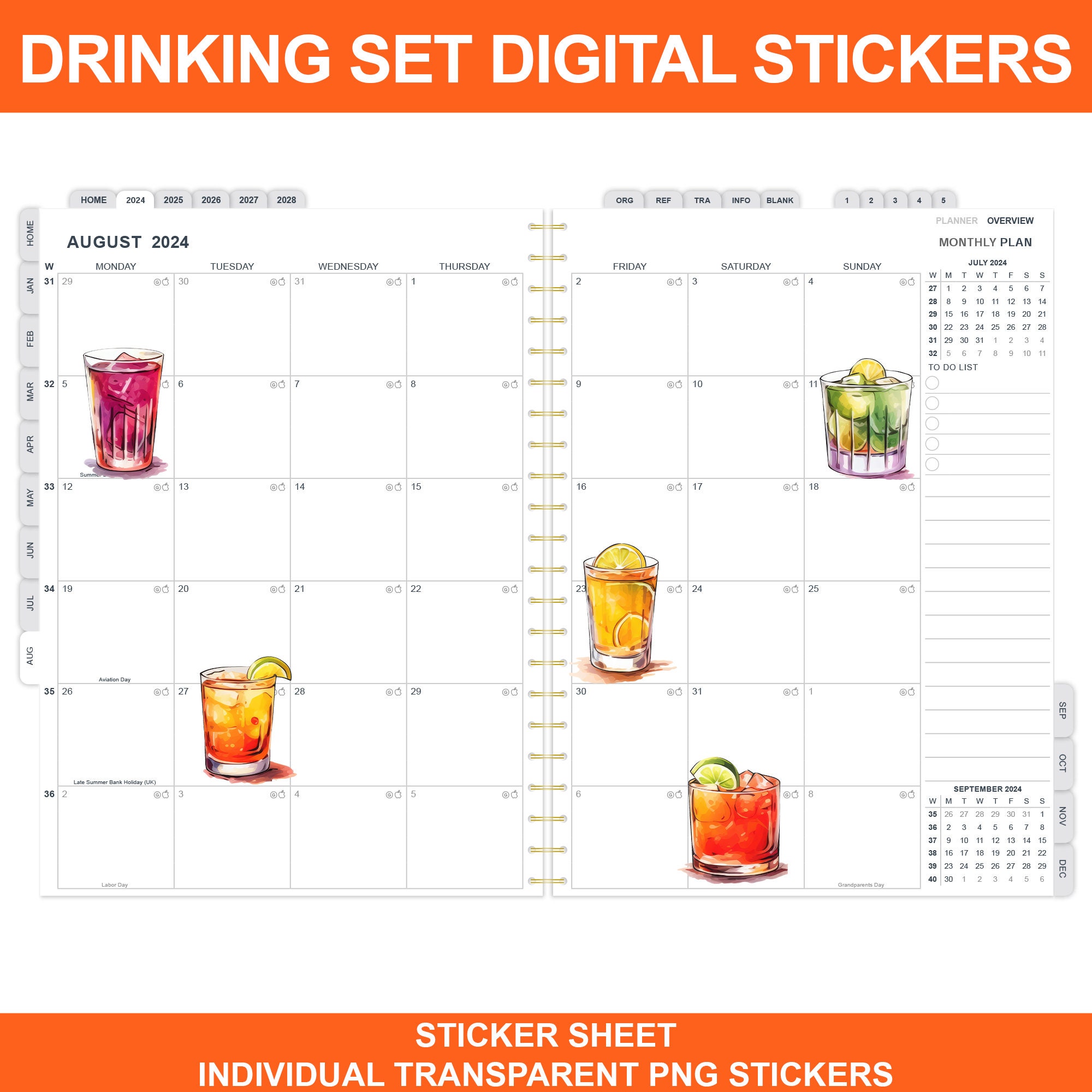 Cocktail Digital Download, Drinking Glasses Set, Food Clipart, Cocktail ...