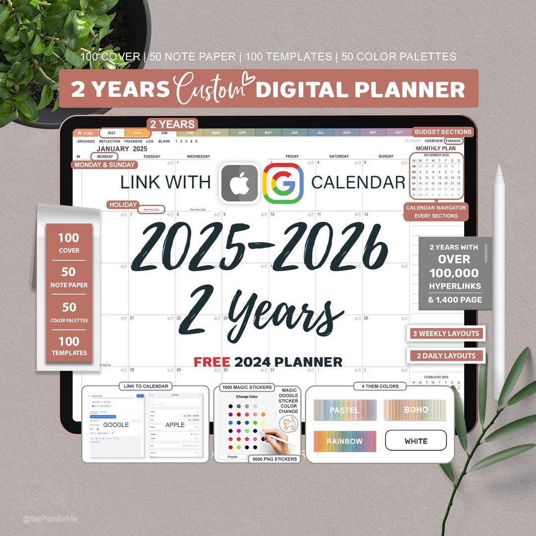2025 2026 Digital Planner, Goodnotes Planner, Hyperlinked Planner ...