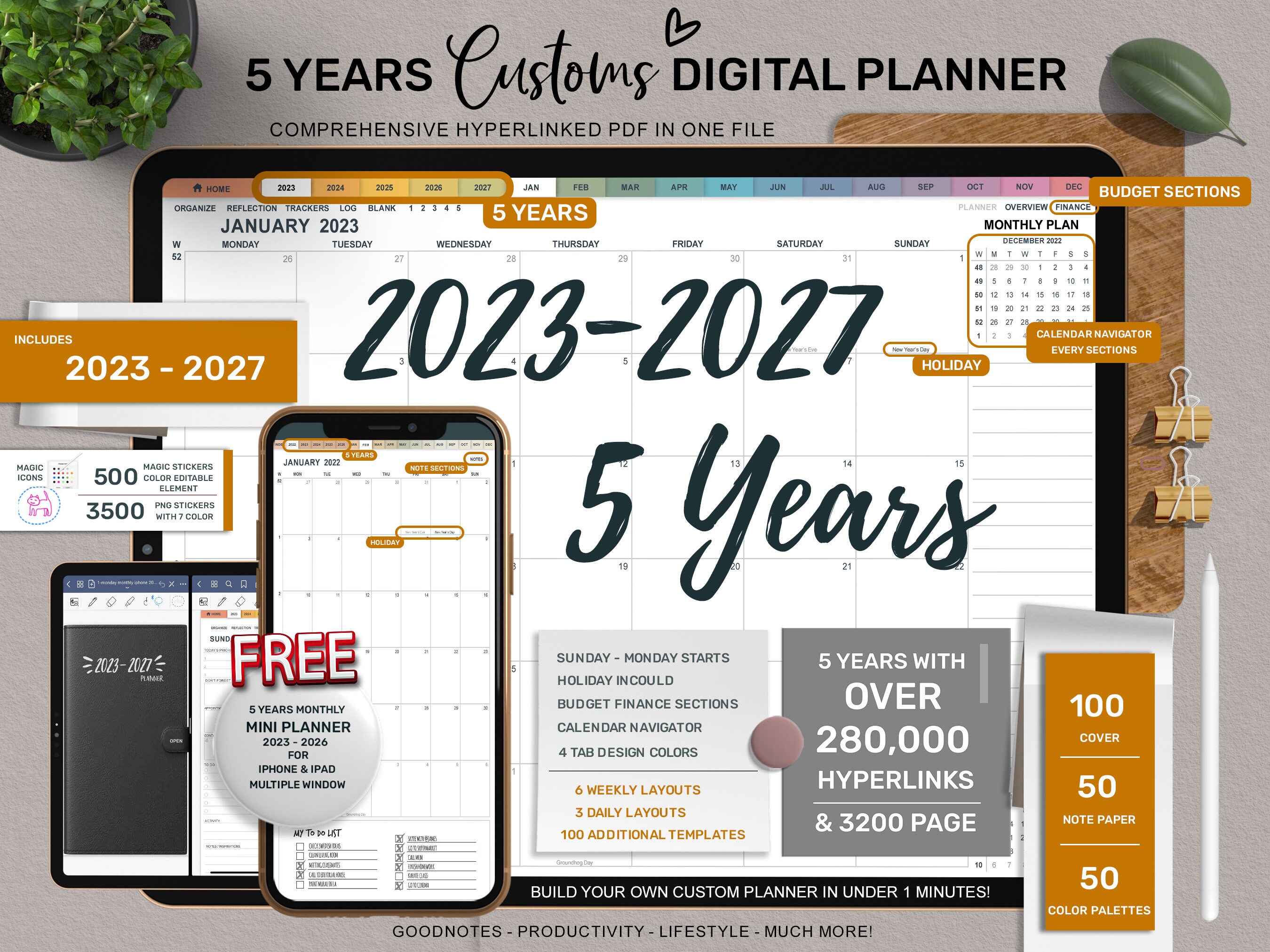 Digital Planner Goodnotes, iPad Planner, Digital Journal, Dated Digital ...