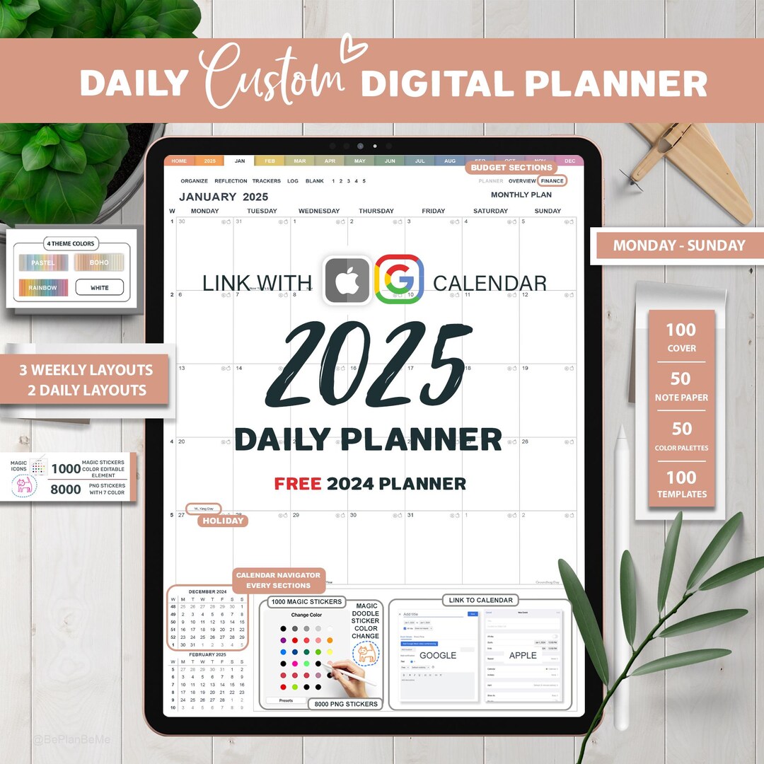 2025 Digital Planner, Goodnotes Planner, Hyperlinked Planner, Daily ...